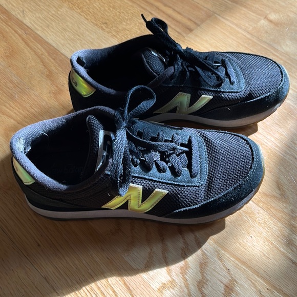 New Balance | Shoes | New Balance 5 Sneakers Black Iridescent Gold ...